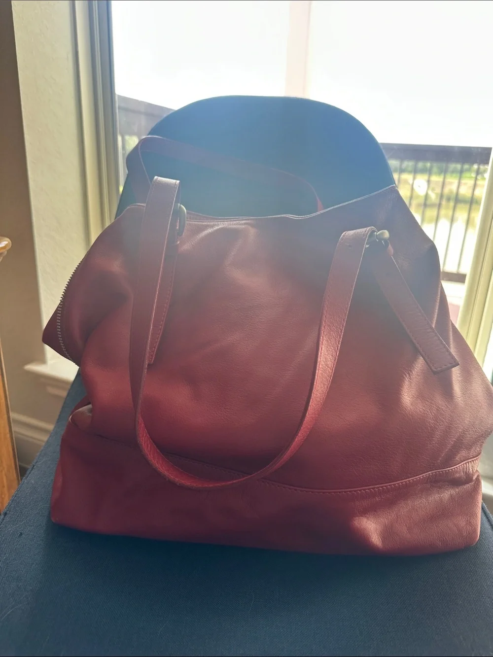 Garnet Hill | Bags | Garnet Hill Deep Red Leather Shoulder Bag | Poshmark